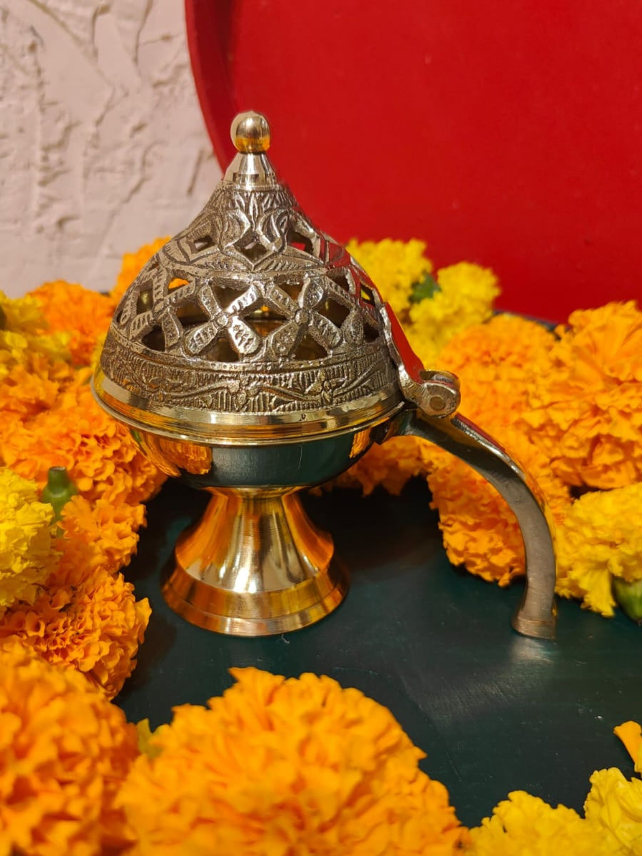 Brass Dhoopdani with Handle – Varnan Jaipur | Customised Gift Hampers ...
